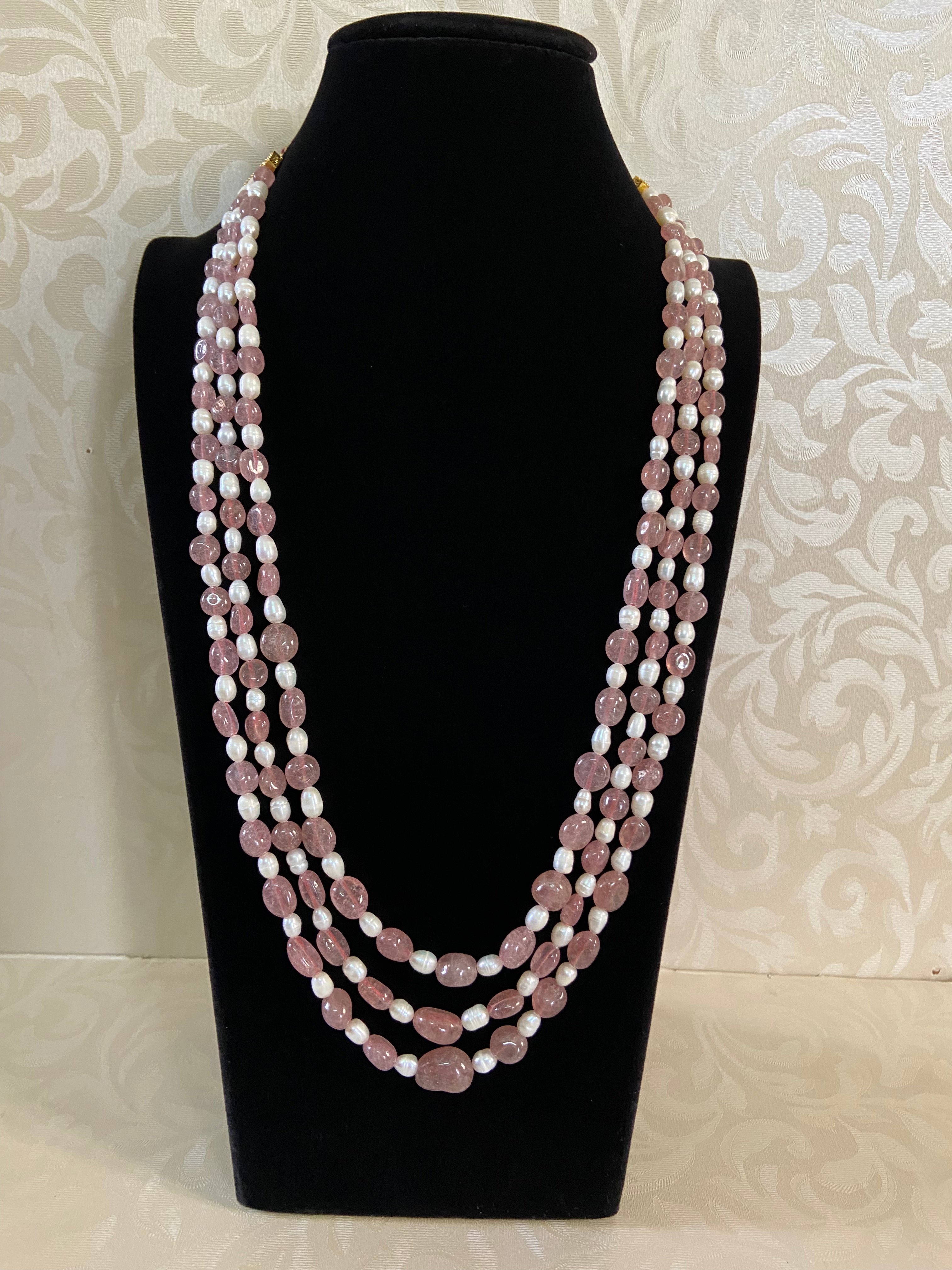 Real Pearl & Semi Precious Stone Mala | Indian jewelry in USA – Haas ...