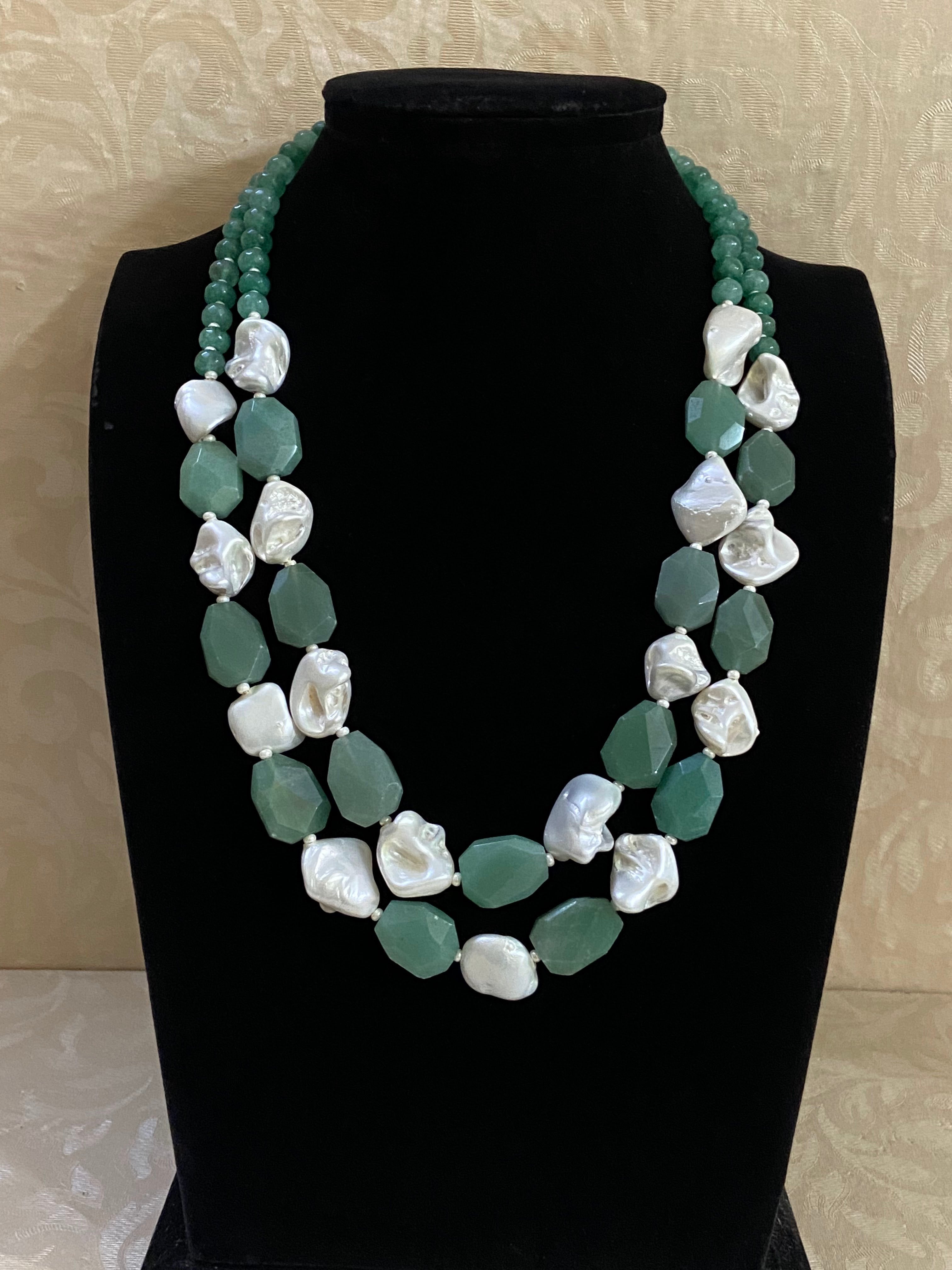 Green Aventurine necklace | contemporary beads necklace | natural bead ...